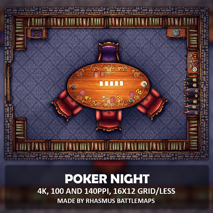 3D Printable Poker Night Map by Rhasmus Battlemaps